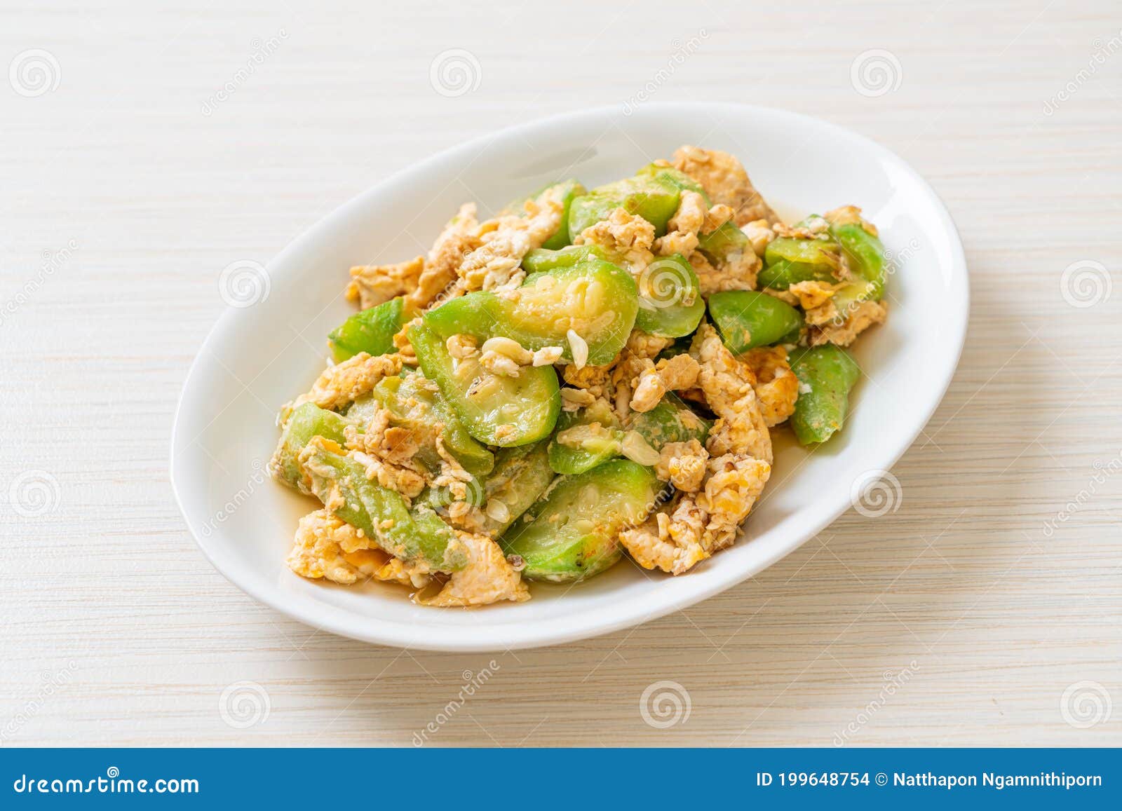 Stir Fried Angled Gourd with Egg Stock Photo - Image of ridge, closeup ...