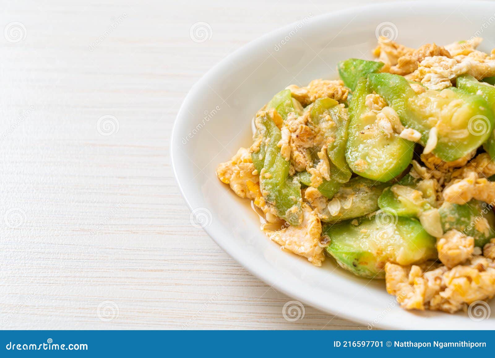 Stir Fried Angled Gourd with Egg Stock Image - Image of ridge, fried ...