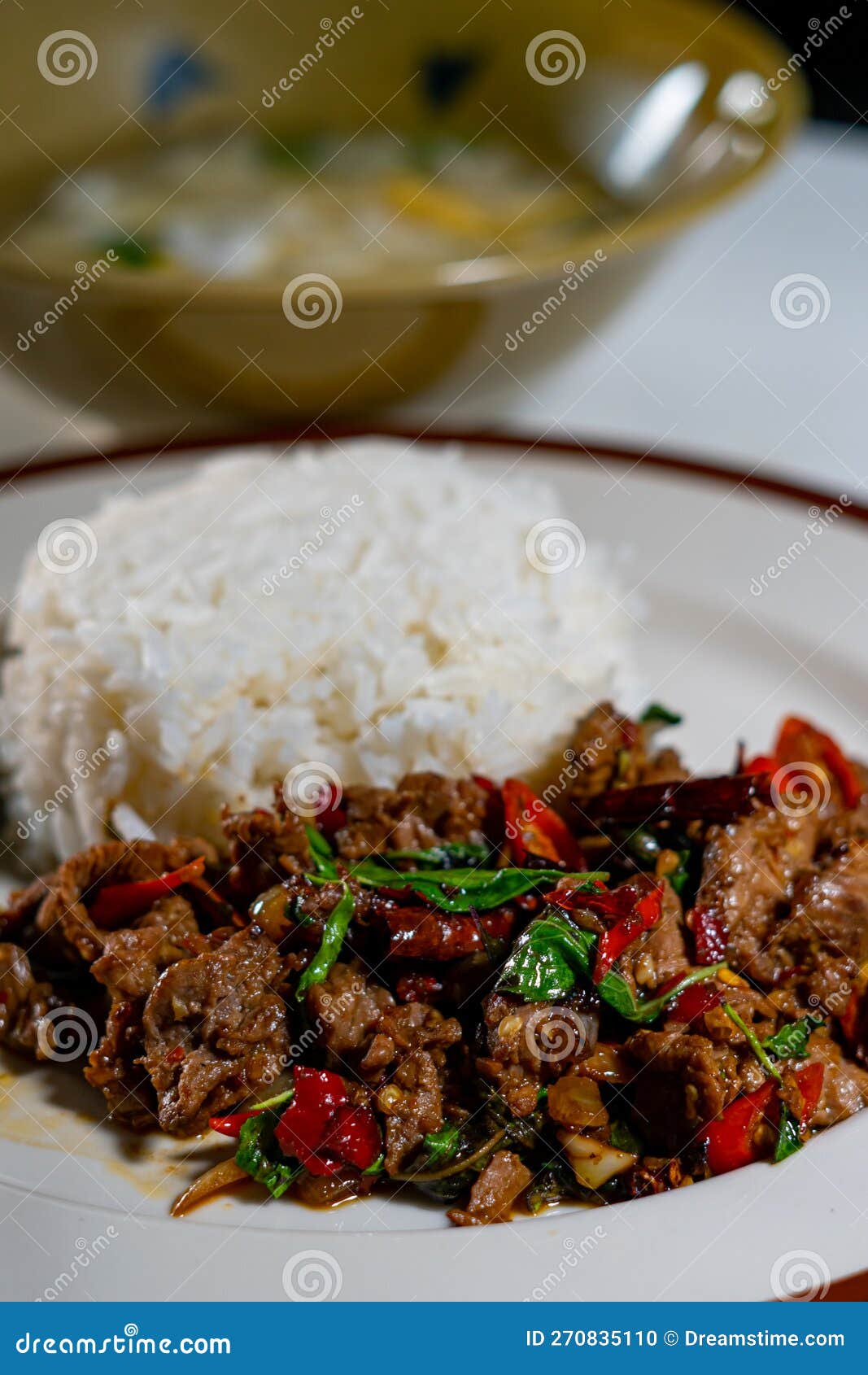 Stir-fried Basil with Pork and Fried Egg Stock Photo - Image of tasty ...
