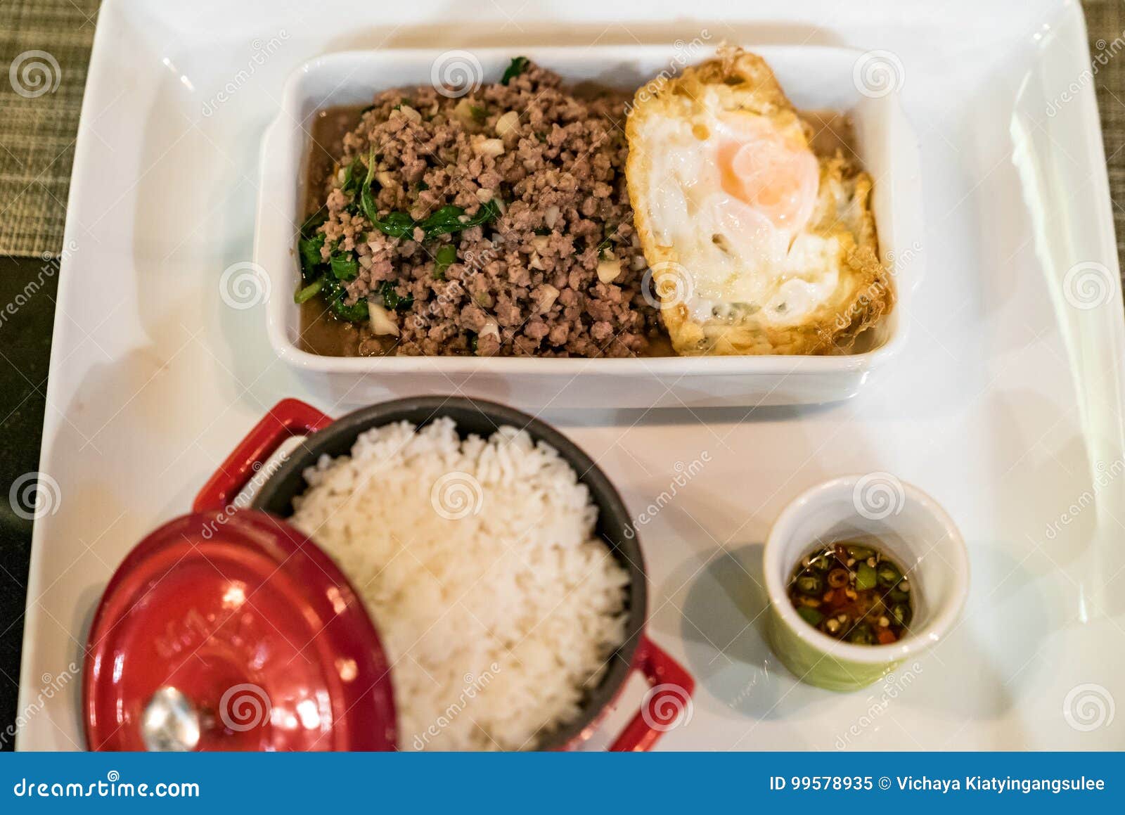 Beef basil rice stock image. Image of dinner, basil, fried - 99578935