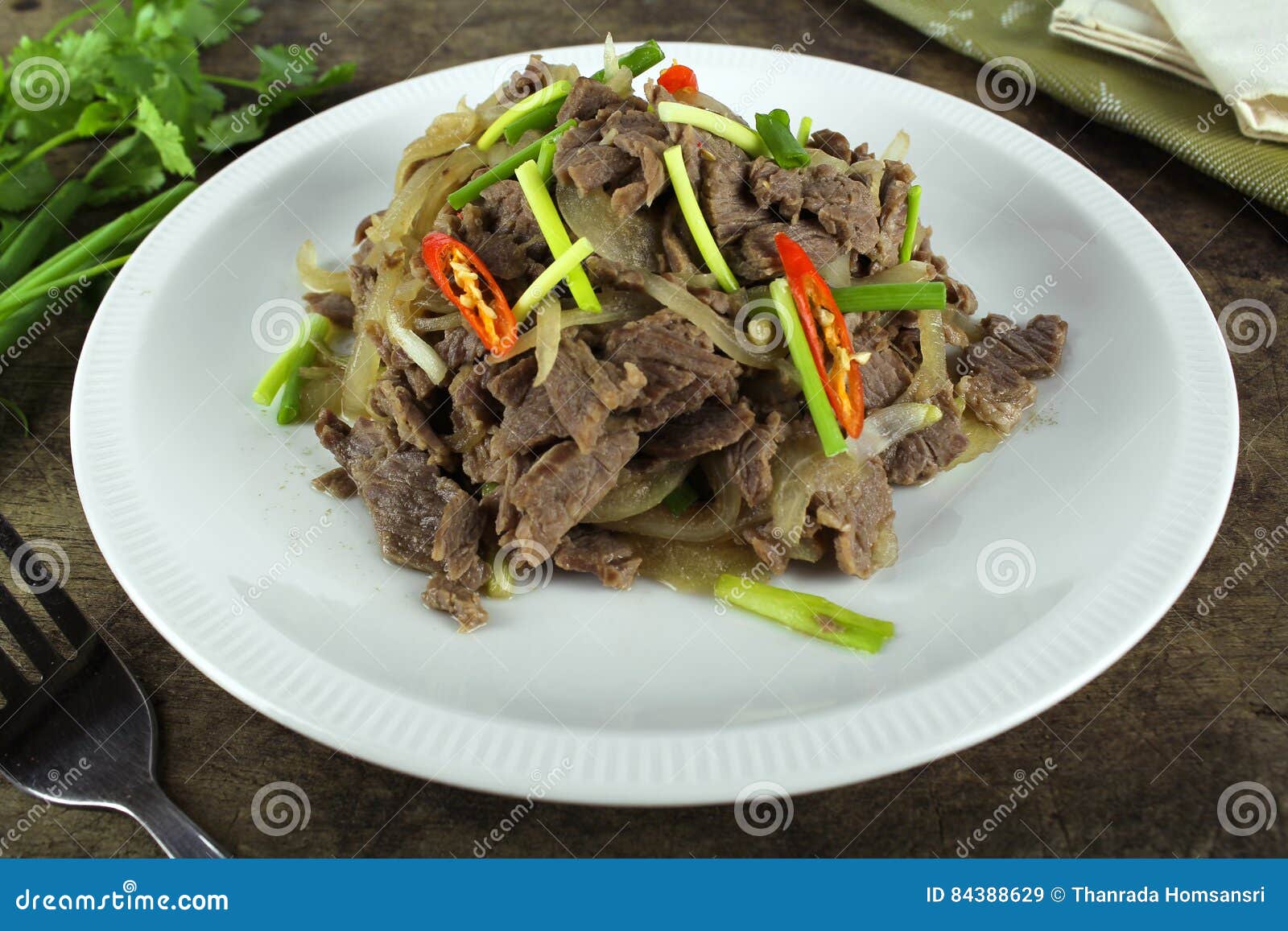 Stir fried beef with onion stock image. Image of sauce - 84388629