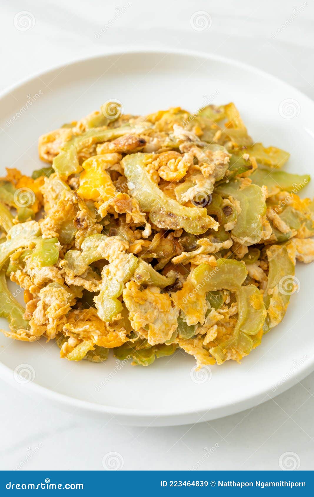 Stir Fried Bitter Gourd with Egg Stock Image - Image of health, food ...