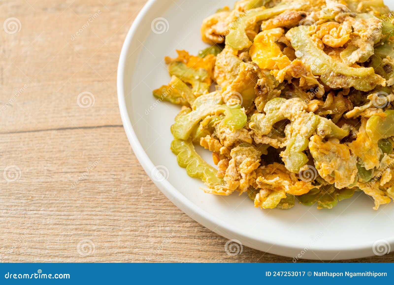 Stir Fried Bitter Gourd with Egg Stock Image - Image of fiber, closeup ...