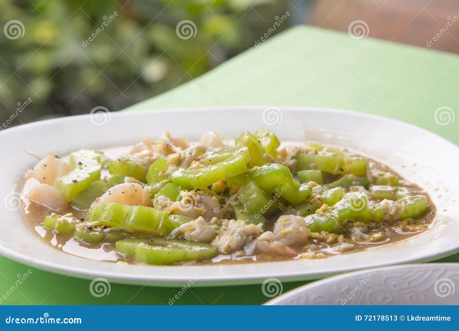 Stir Fried Bitter Gourd with Egg. Stock Image - Image of herb ...