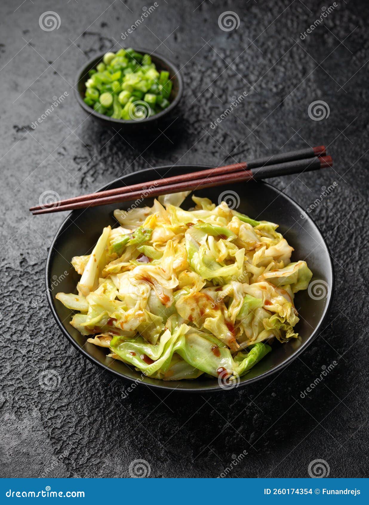Stir Fried Cabbage with Soy Sauce, Vinegar and Garlic Stock Photo ...