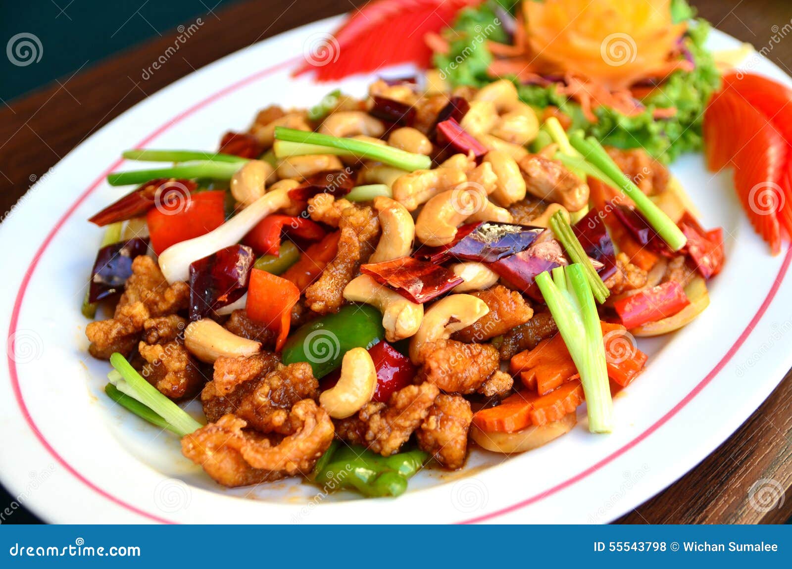 Stir-fried Chicken with Cashew Nuts Stock Photo - Image of menu, table ...