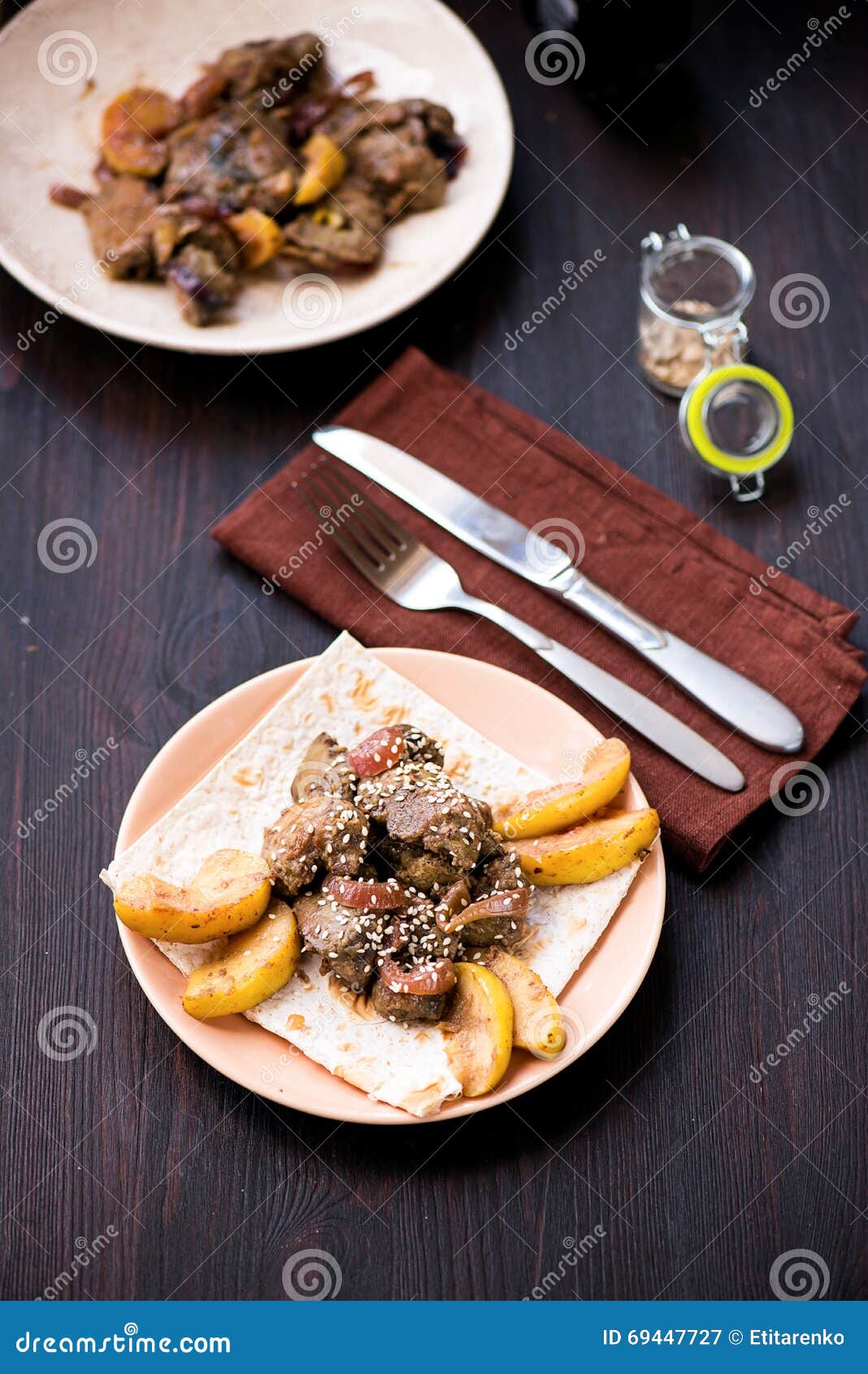 Stir-fried Chicken Kidney with Apples Stock Image - Image of lunch ...