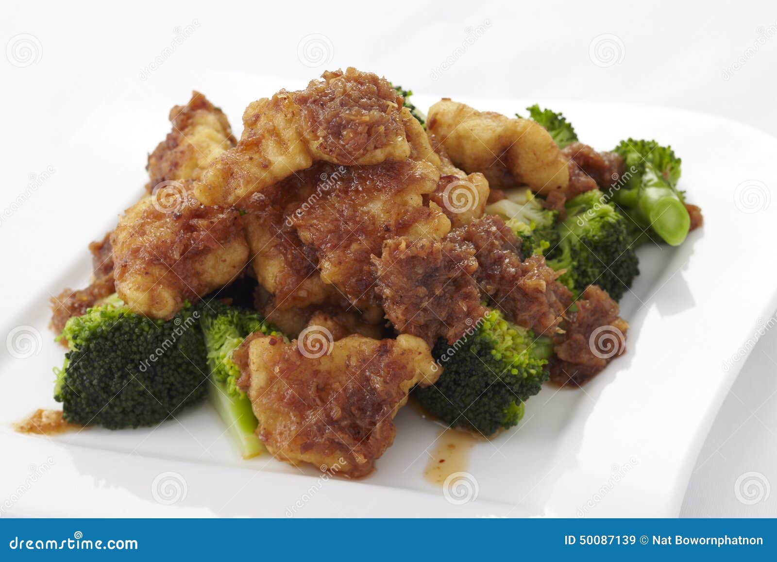 Stir Fried Crispy Fish with Broccoli Stock Image - Image of closeup ...