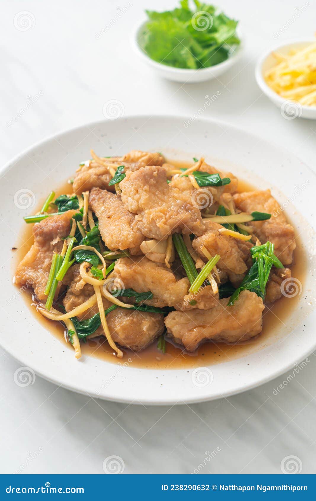 Stir Fried Fish with Chinese Celery Stock Photo - Image of golden, menu ...