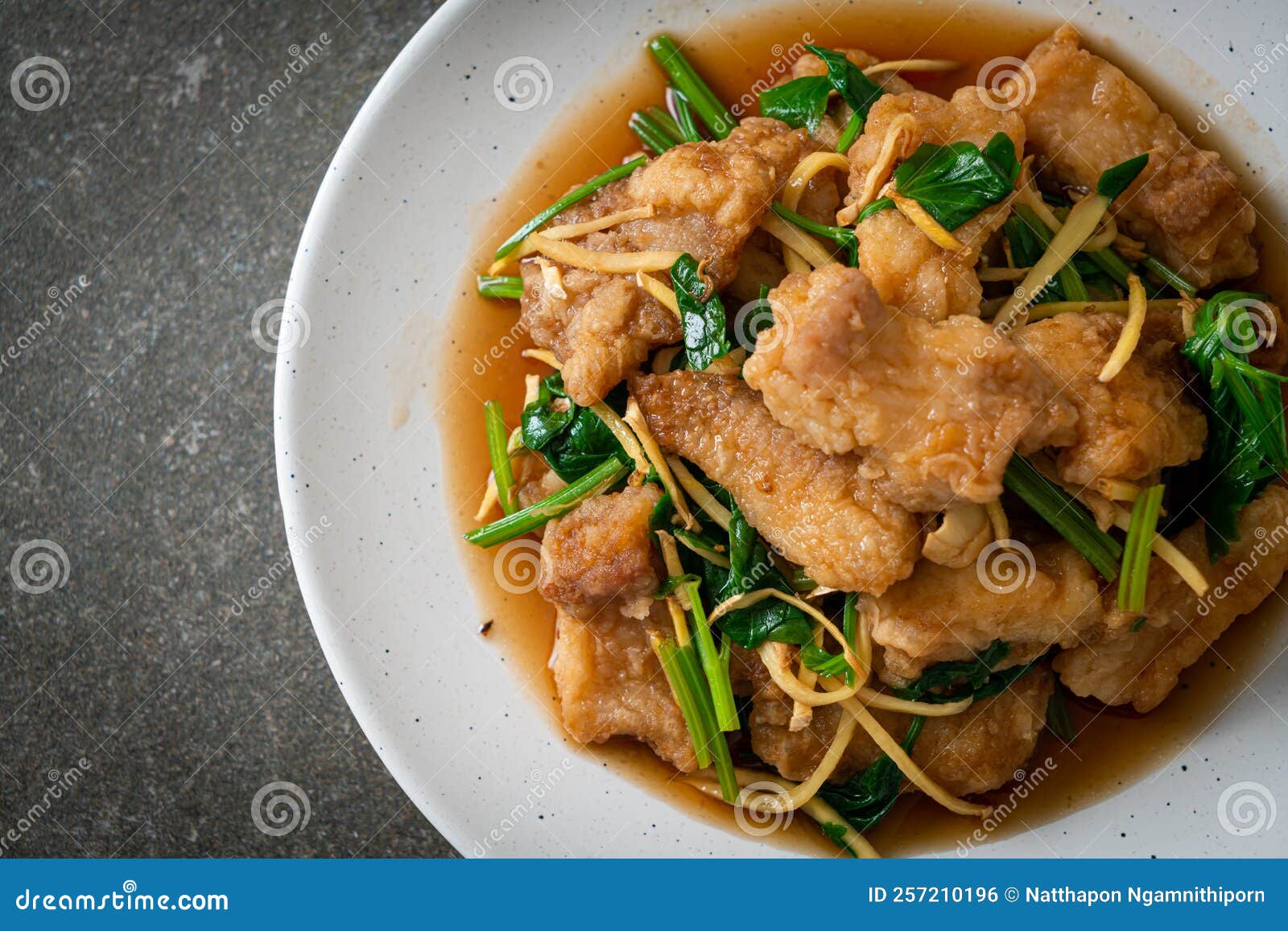 Stir Fried Fish with Chinese Celery Stock Photo - Image of plate, bass ...