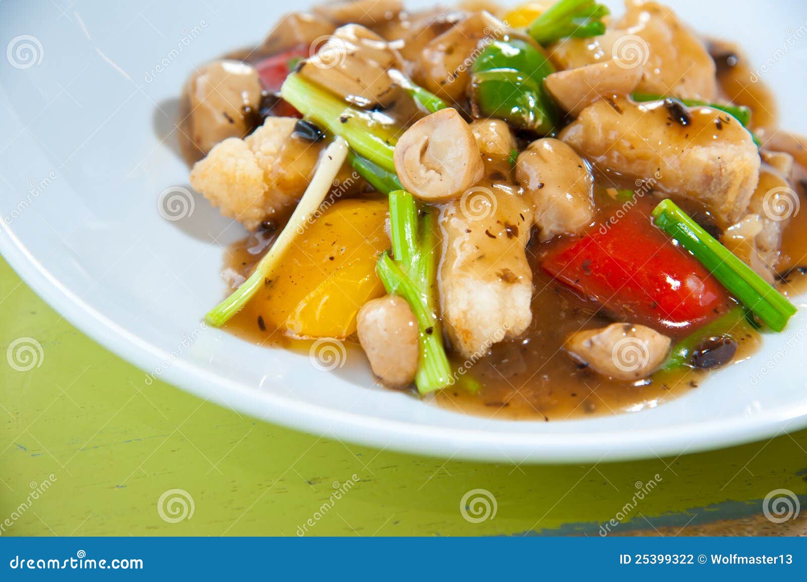 Stir-fried Fish with Colorful Vegetables Stock Photo - Image of asian ...