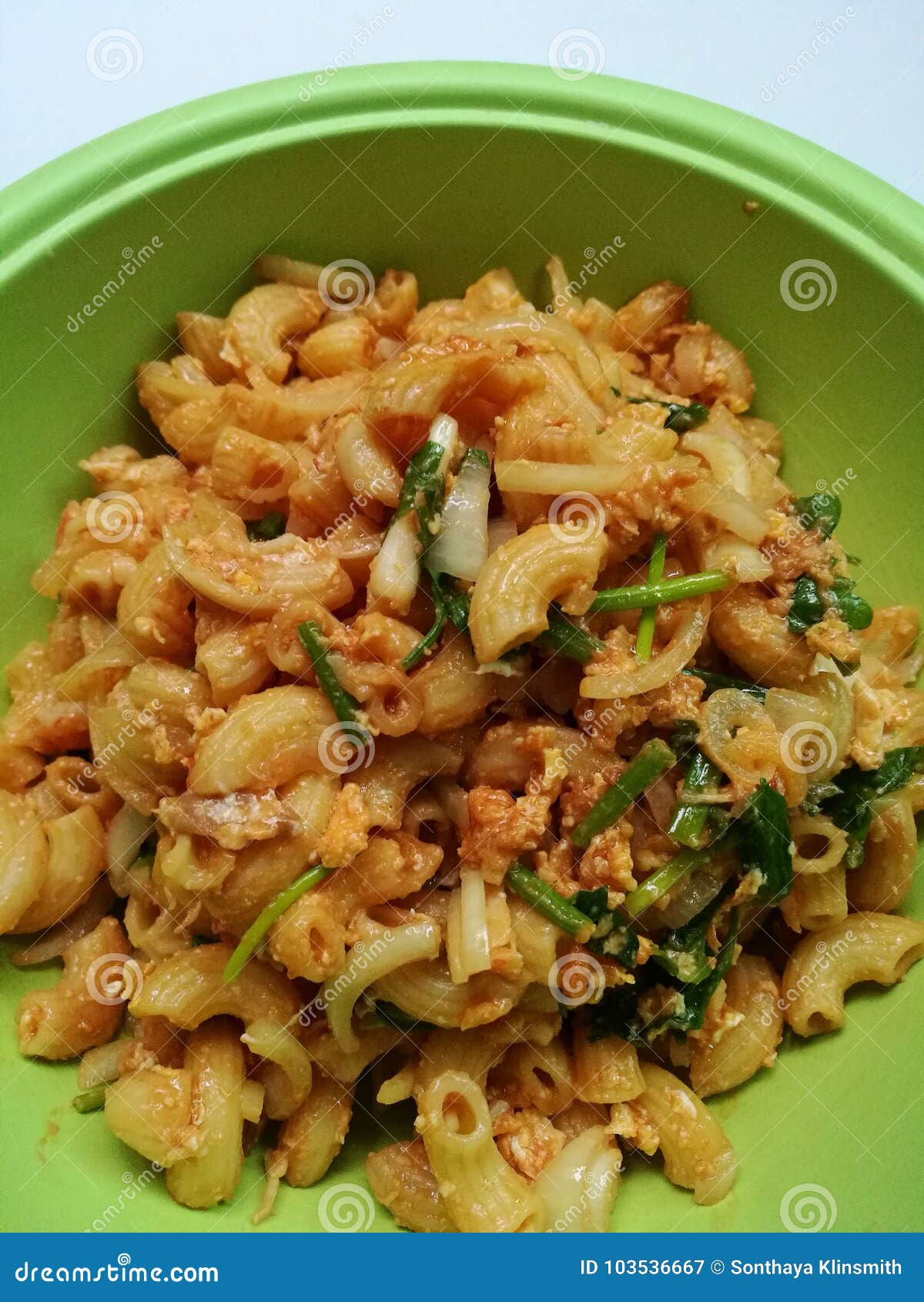 Stir Fried Macaroni with Chicken Stock Image - Image of italian ...