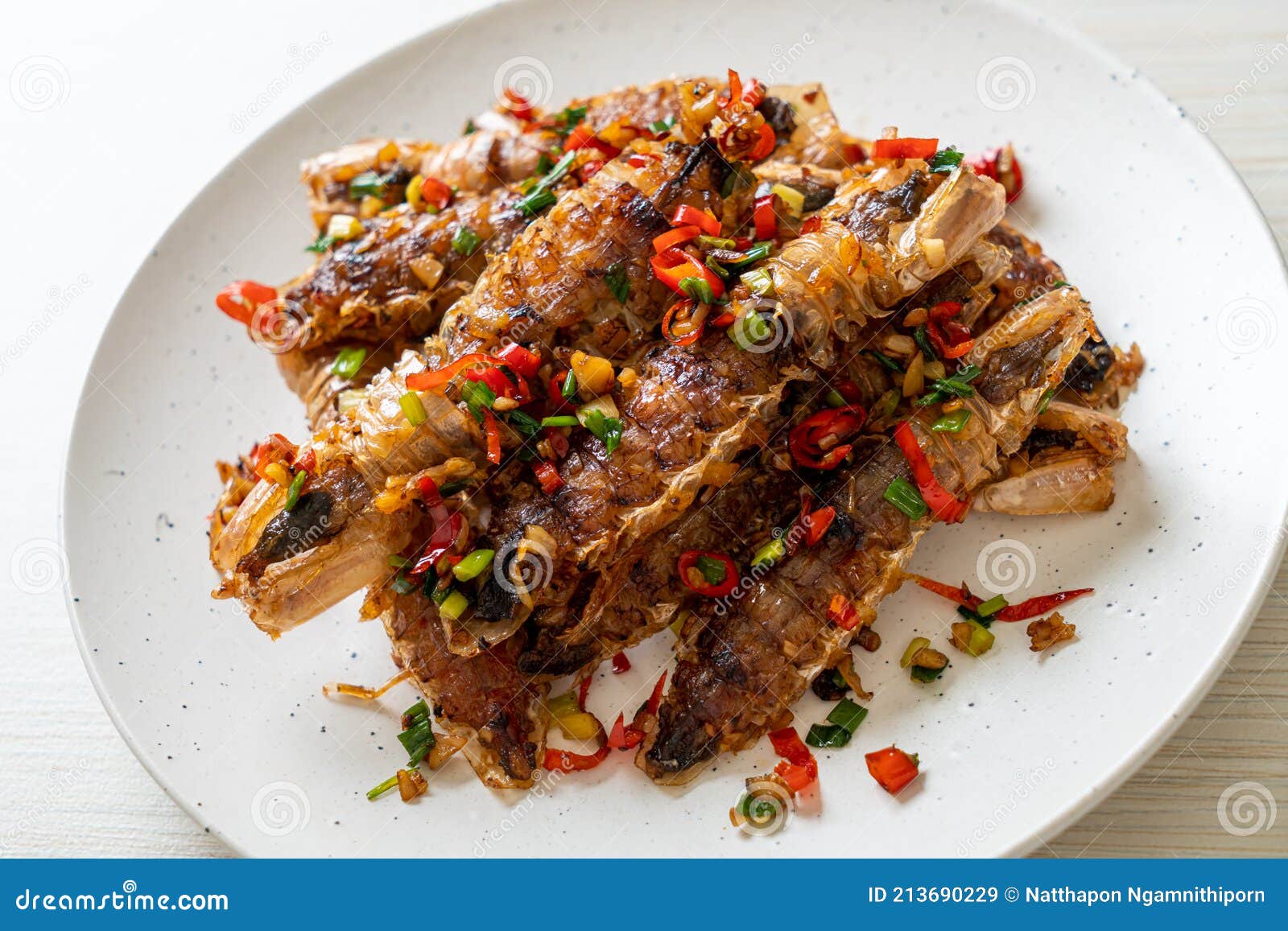 Stir-fried Mantis Shrimp or Crayfish with Chilli and Salt Stock Image ...