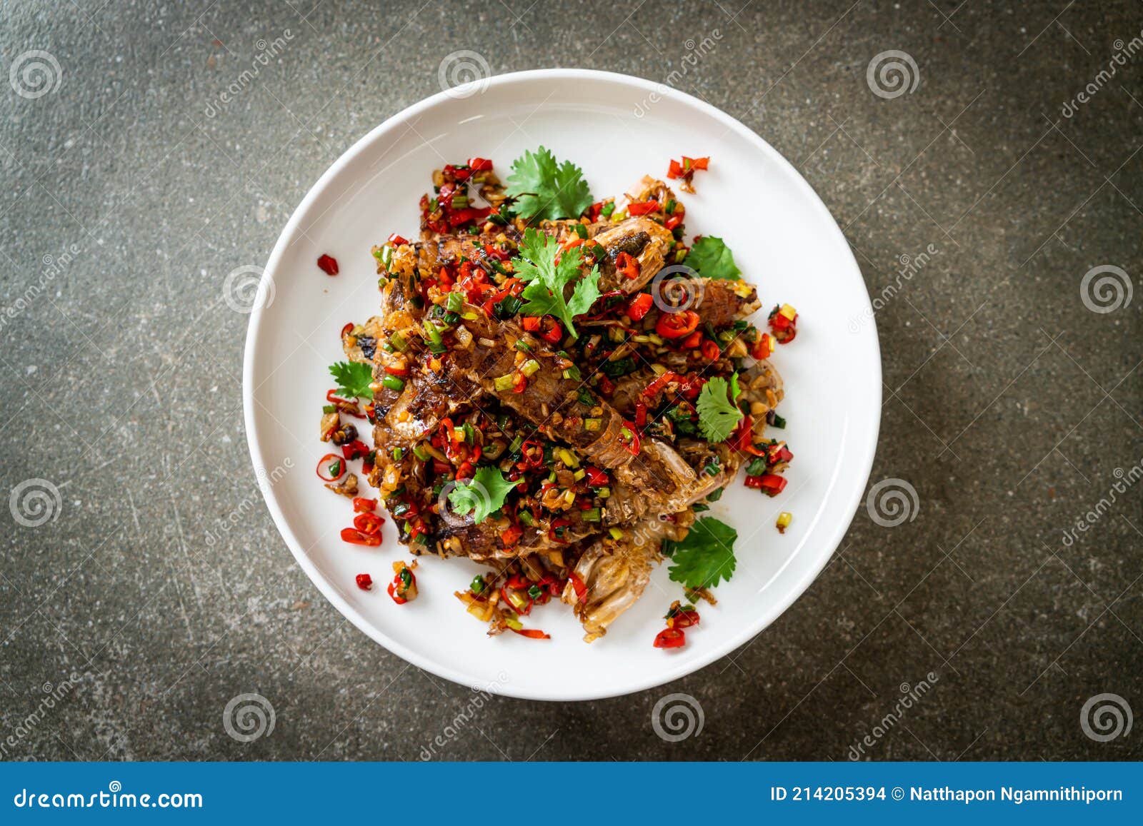 Stir-fried Mantis Shrimp or Crayfish with Chilli and Salt Stock Photo ...