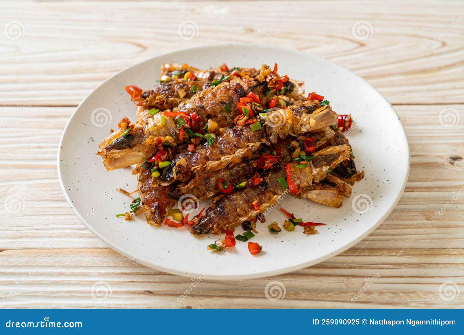 Stir-fried Mantis Shrimp or Crayfish with Chilli and Salt Stock Image ...