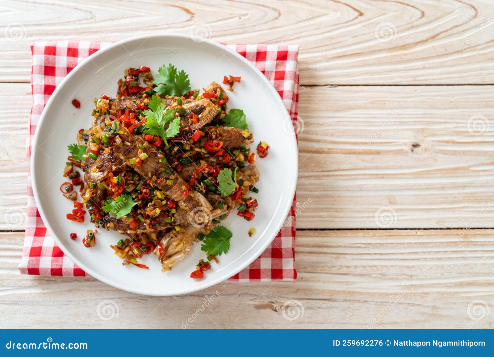 Stir-fried Mantis Shrimp or Crayfish with Chilli and Salt Stock Photo ...