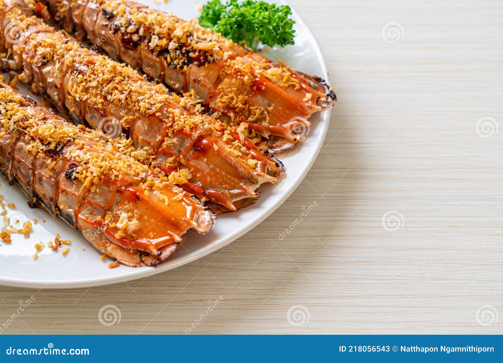 Fried Mantis Shrimp with Garlic Stock Image - Image of animal ...