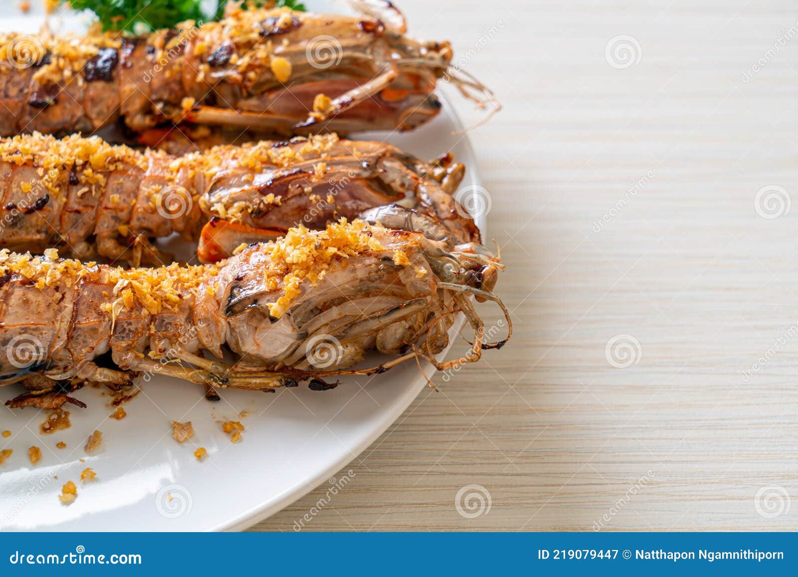 Fried Mantis Shrimp with Garlic Stock Image - Image of kitchen, grilled ...
