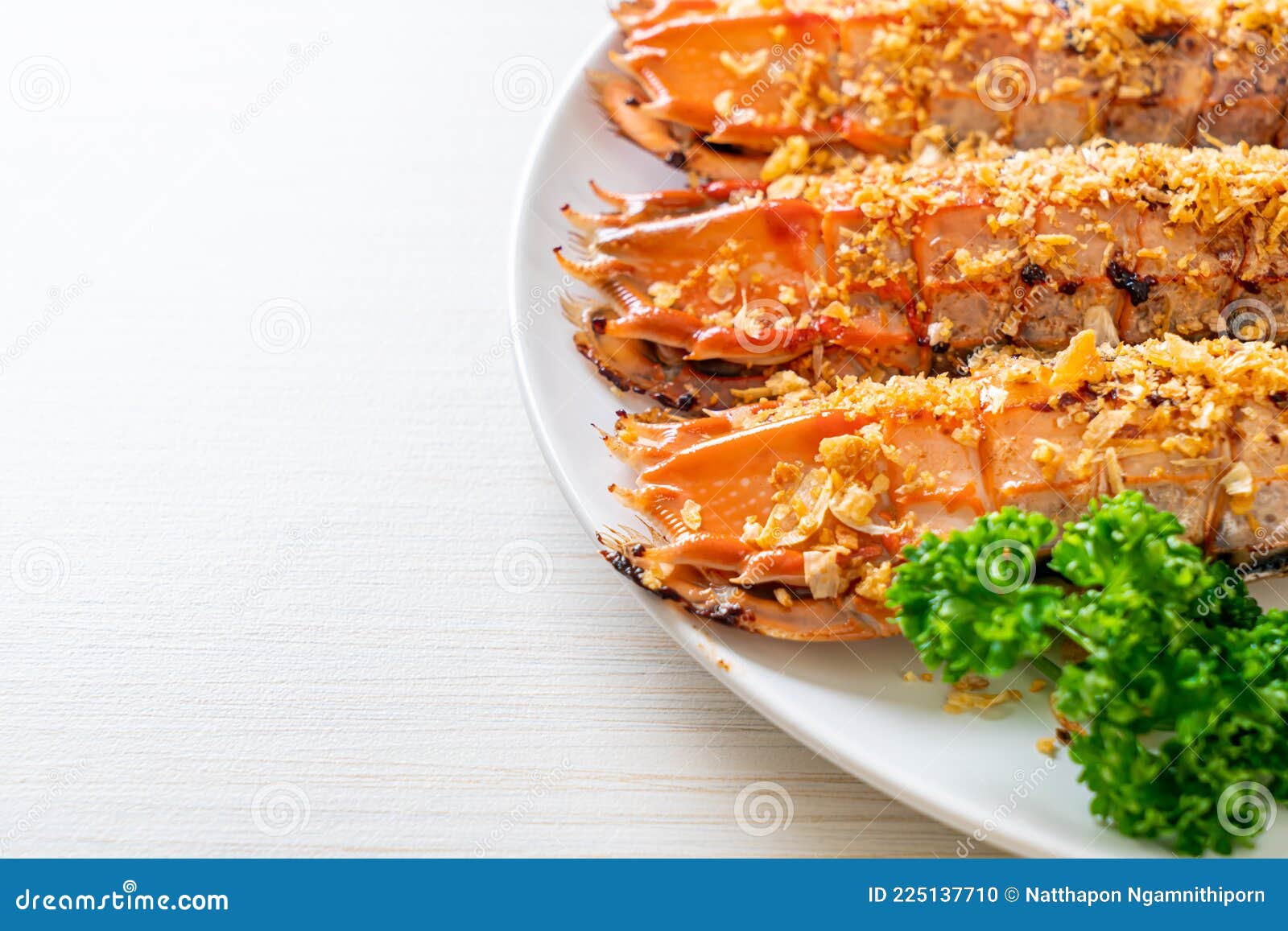 Fried Mantis Shrimp with Garlic Stock Photo - Image of diet, gourmet ...
