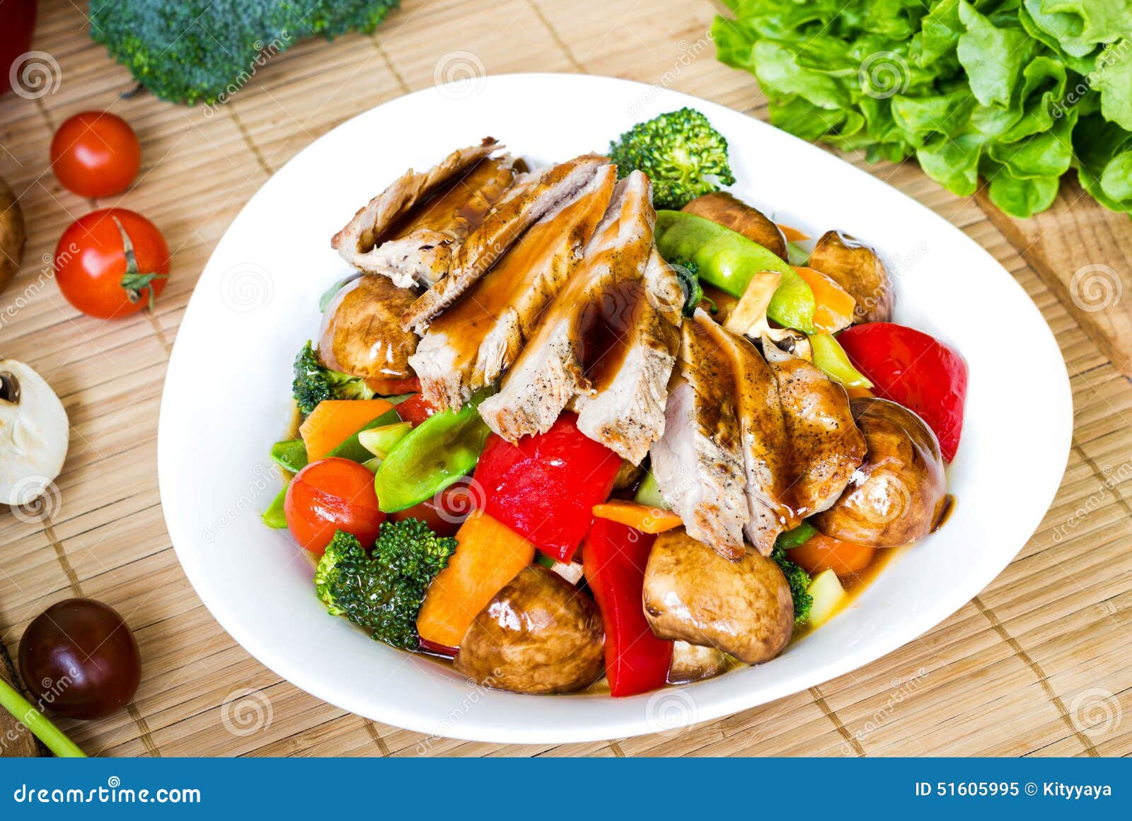 Stir Fried Mixed Vegetables with Meat Stock Image - Image of vegetable ...
