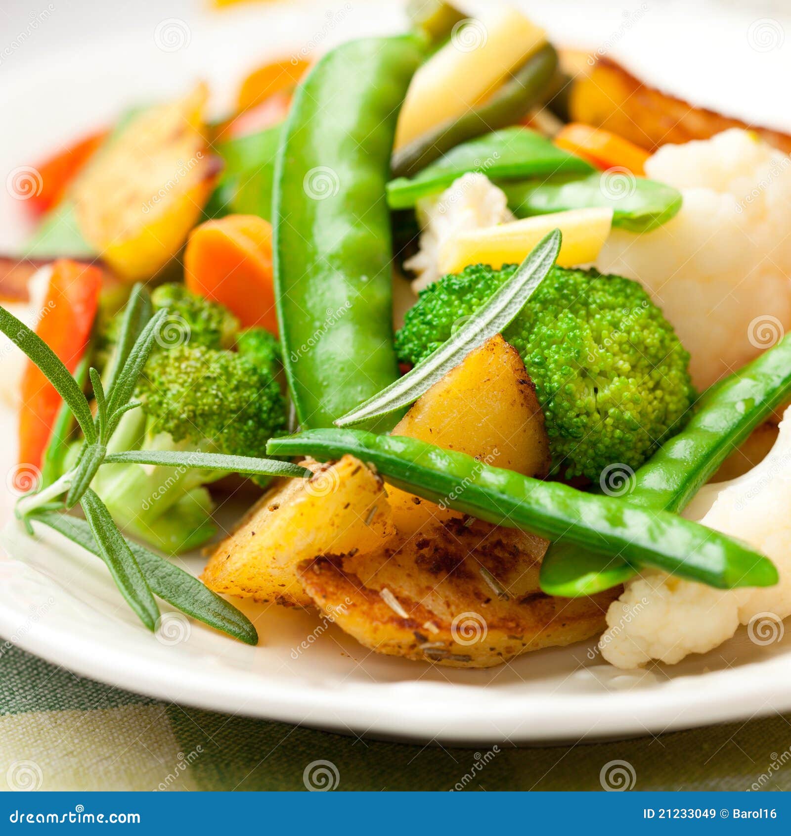 Stir-fried Mixed Vegetables with Rosemary Stock Image - Image of plate ...