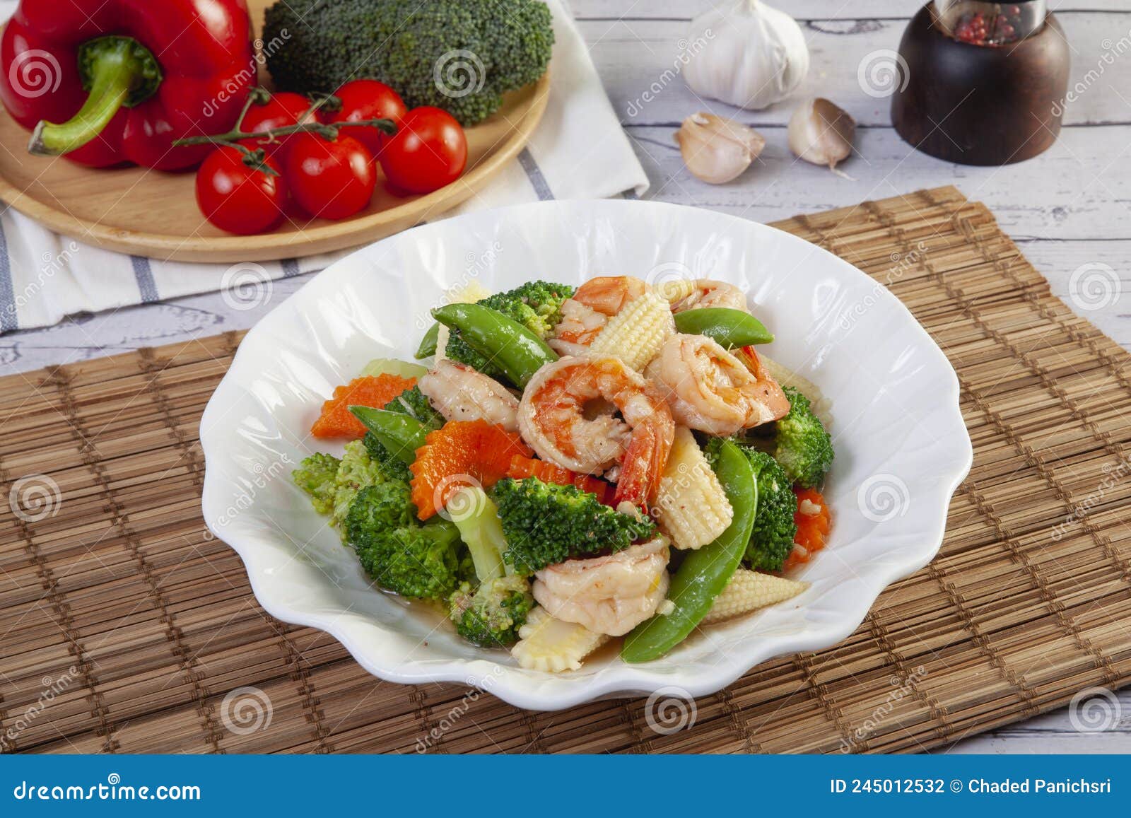 Stir Fried Mixed Vegetables and Shrimp Stock Photo - Image of nutrition ...