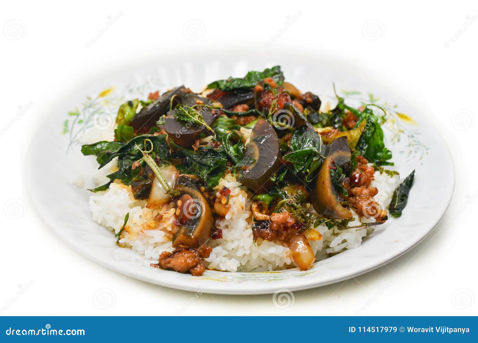 Stir Fried Pork holy basil stock image. Image of dining - 114517979