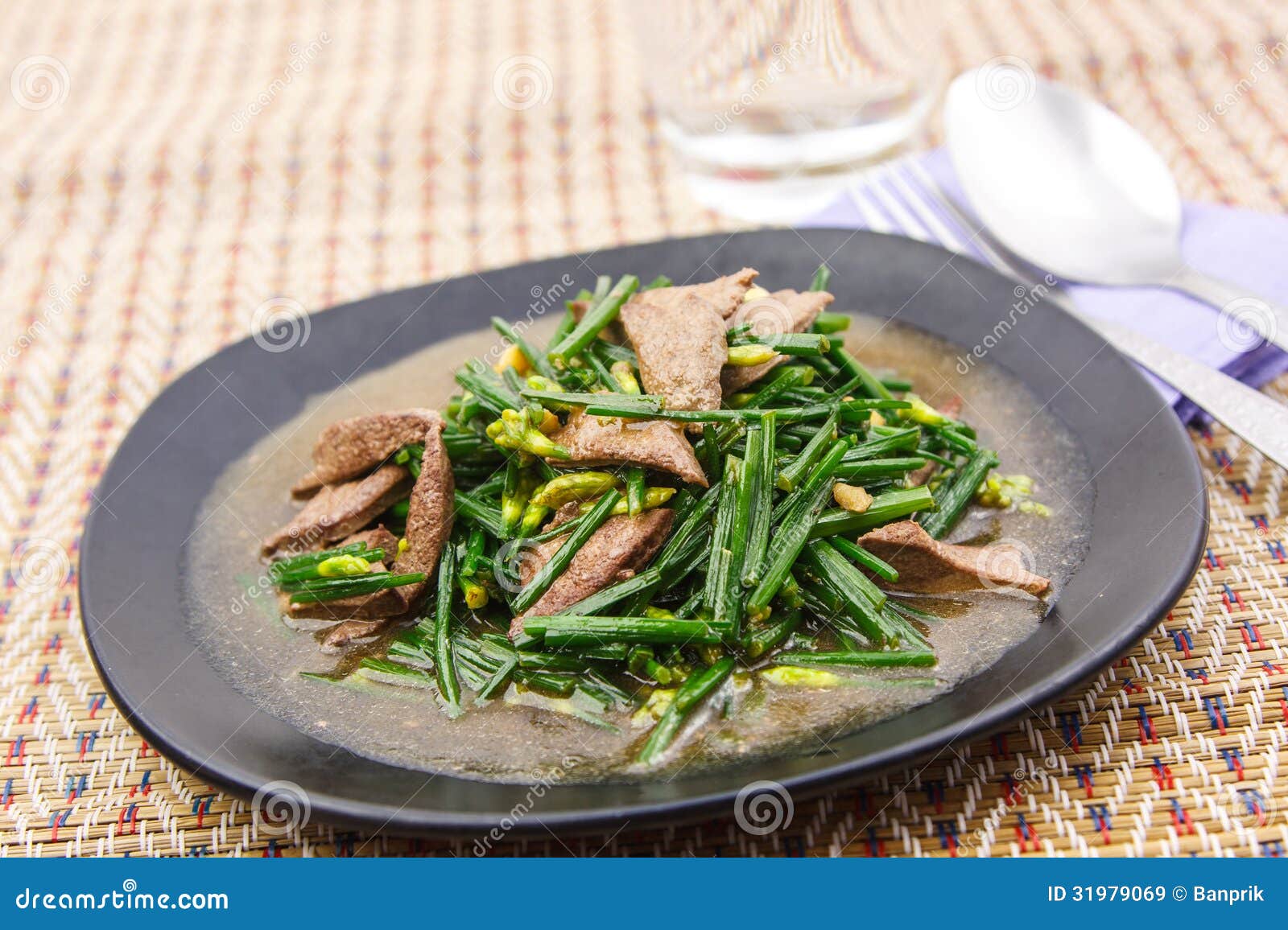 Stir Fried Pork Liver with Vegetable Stock Image - Image of meal, white ...