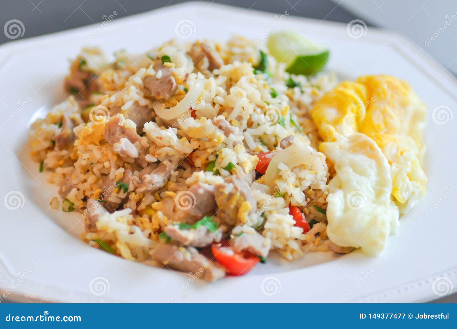 Stir-fried Rice with Fried Egg Stock Image - Image of style, spring ...