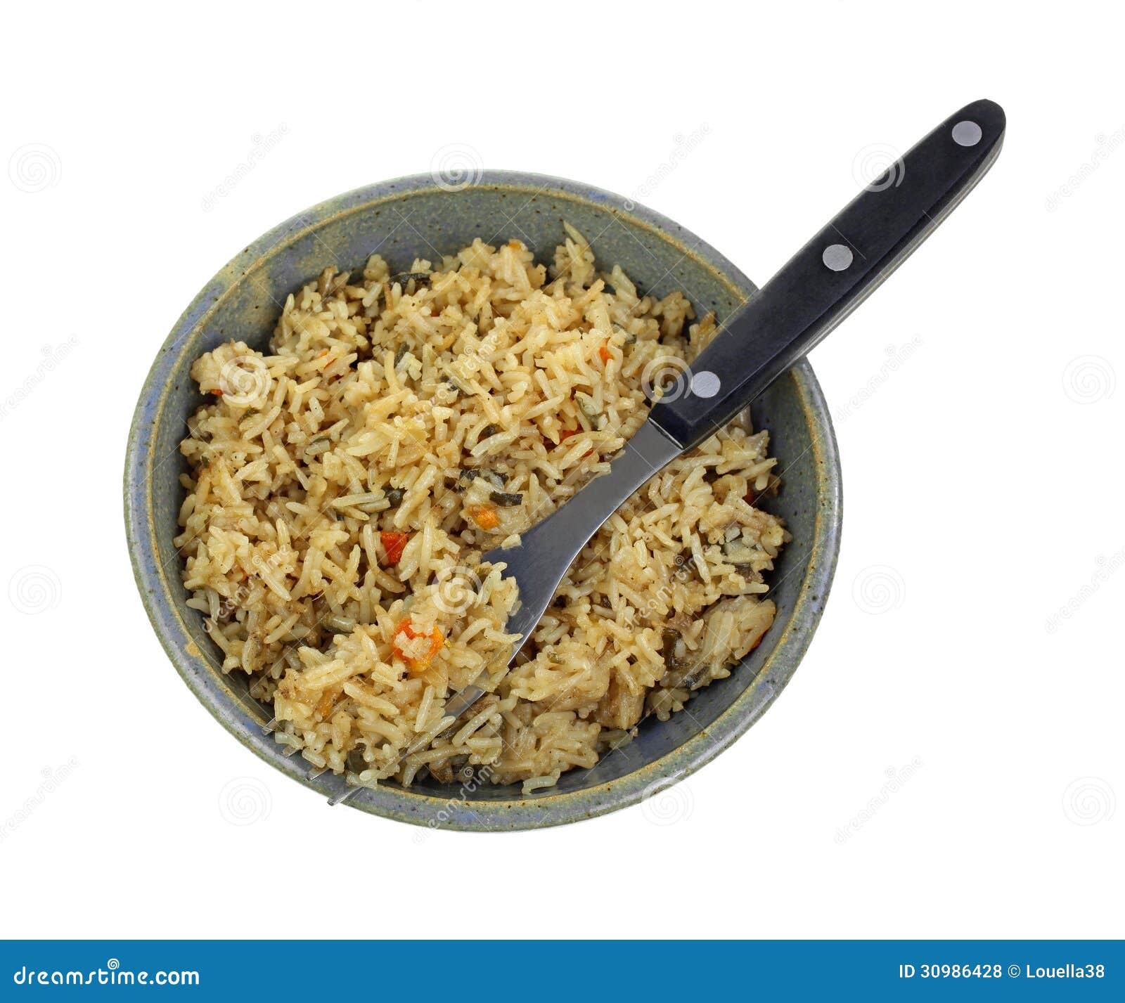 Stir Fried Rice on Fork in Bowl Stock Photo - Image of chilies, soya ...