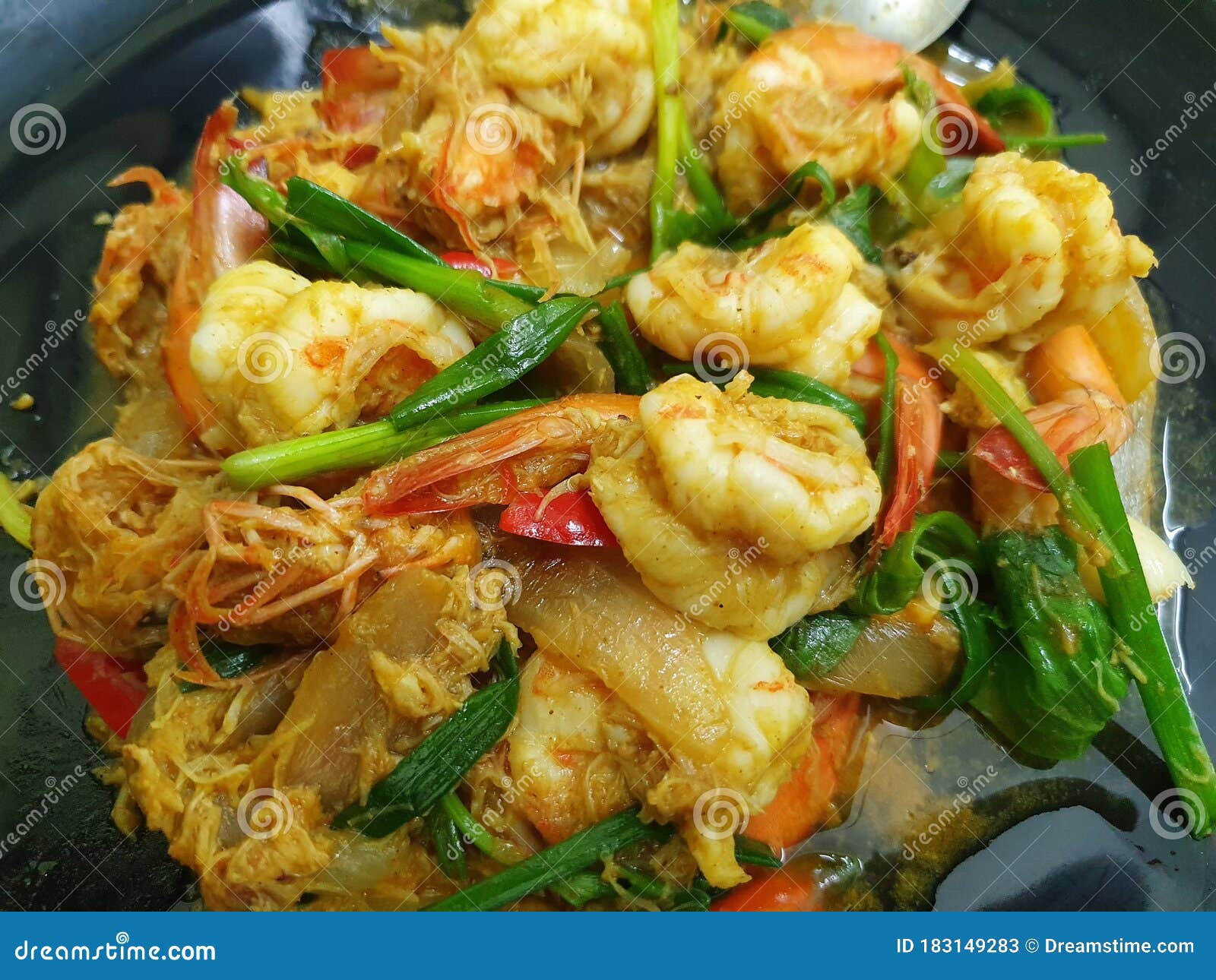 Stir Fried Shrimp and Crab Curry Powder Stock Image - Image of shrimp ...