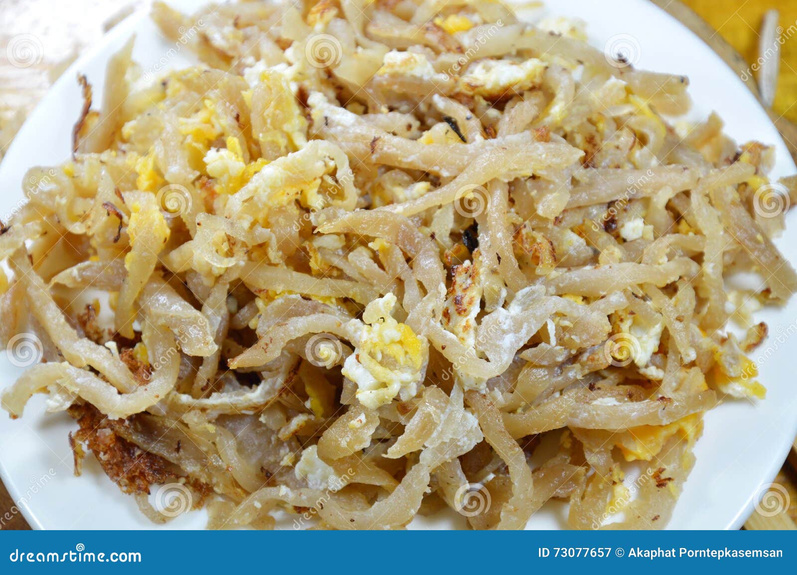 Stir Fried Slice Sweet Pickled Turnip with Egg on Dish Stock Image ...