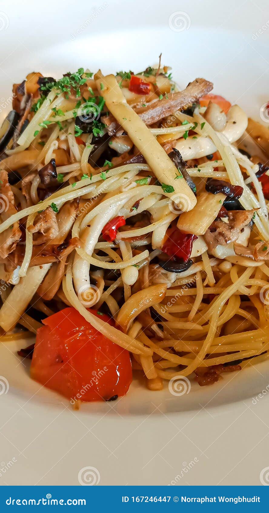 Thai Style Spaghetti stock image. Image of pepper, fresh - 167246447
