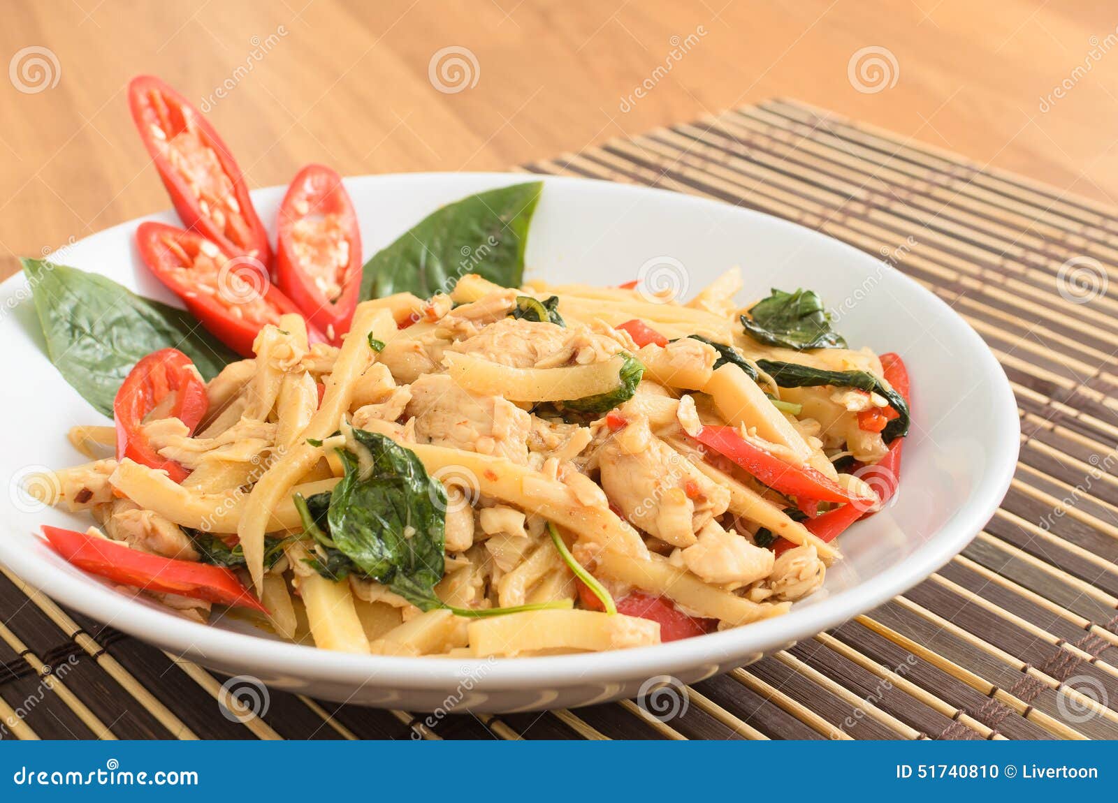 Stir Fried Spicy Chicken with Bamboo Shoots Stock Photo - Image of ...