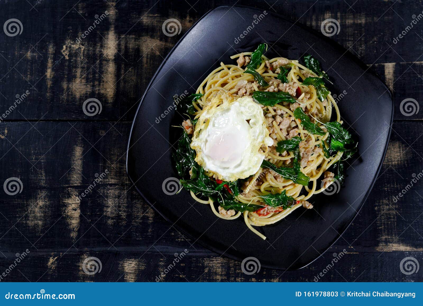 Stir Fried Spicy Spaghetti with Minced Pork and Basil with Fried Eggs ... Stir Fried Spicy Spaghetti with Minced Pork and Basil with Fried Eggs ...