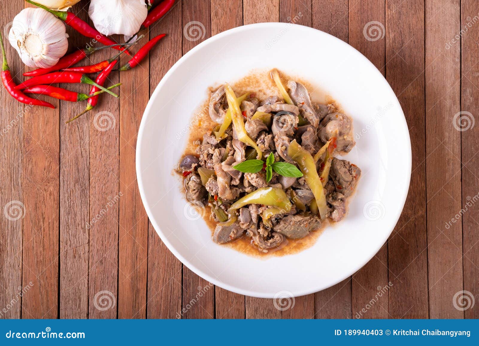 Stir Fried Sweet Pepper with Chicken Innards.Top View Stock Image ...