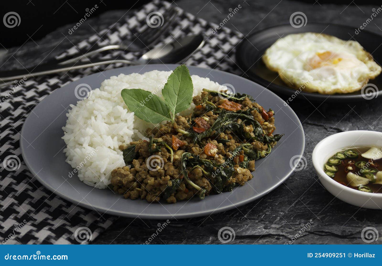 Stir Fried Thai Basil with Minced Pork with Fried Egg Stock Image ...
