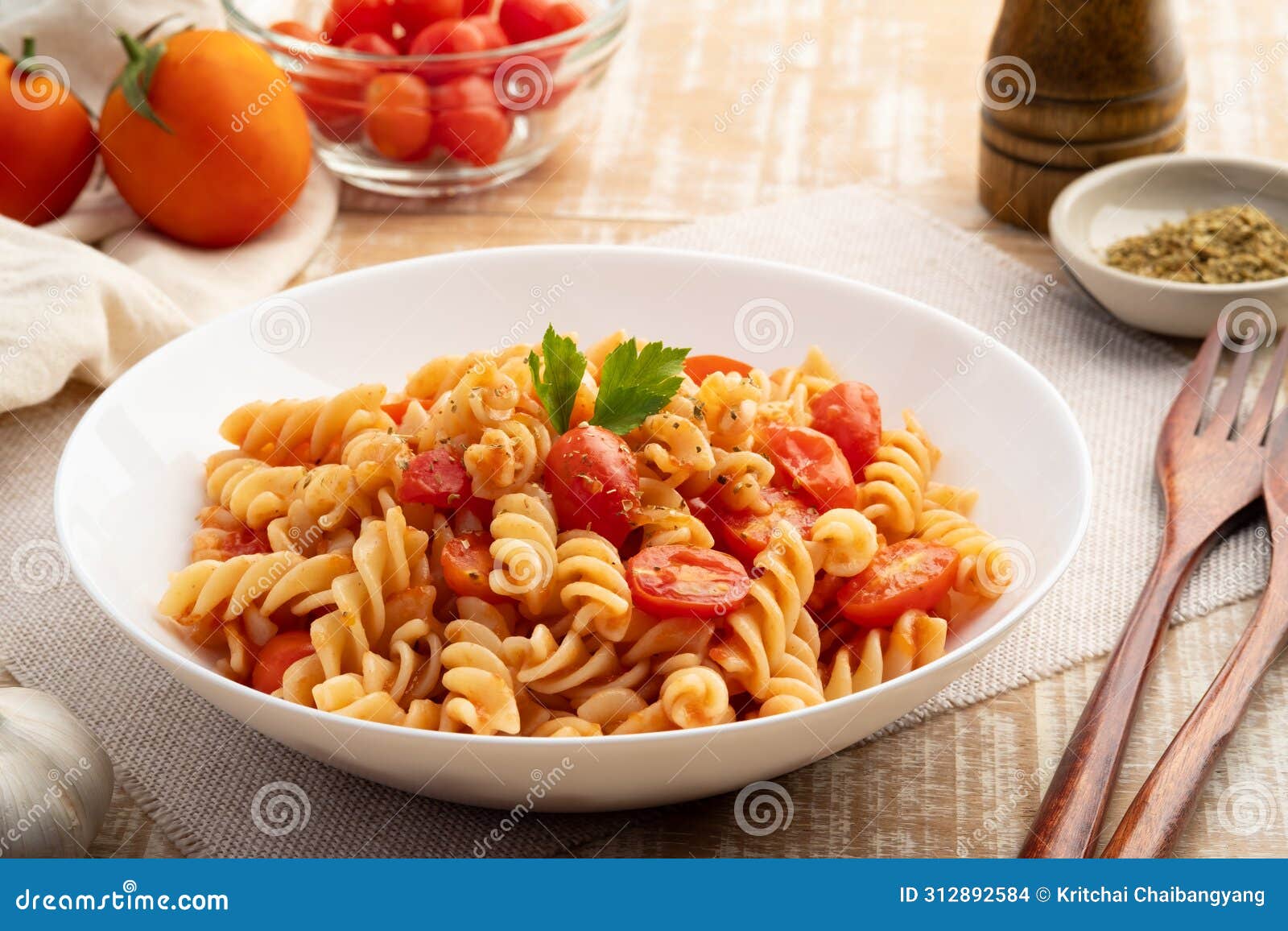 Stir Fried Trivelle Pasta with Tomatoes Sauce Stock Photo - Image of ...