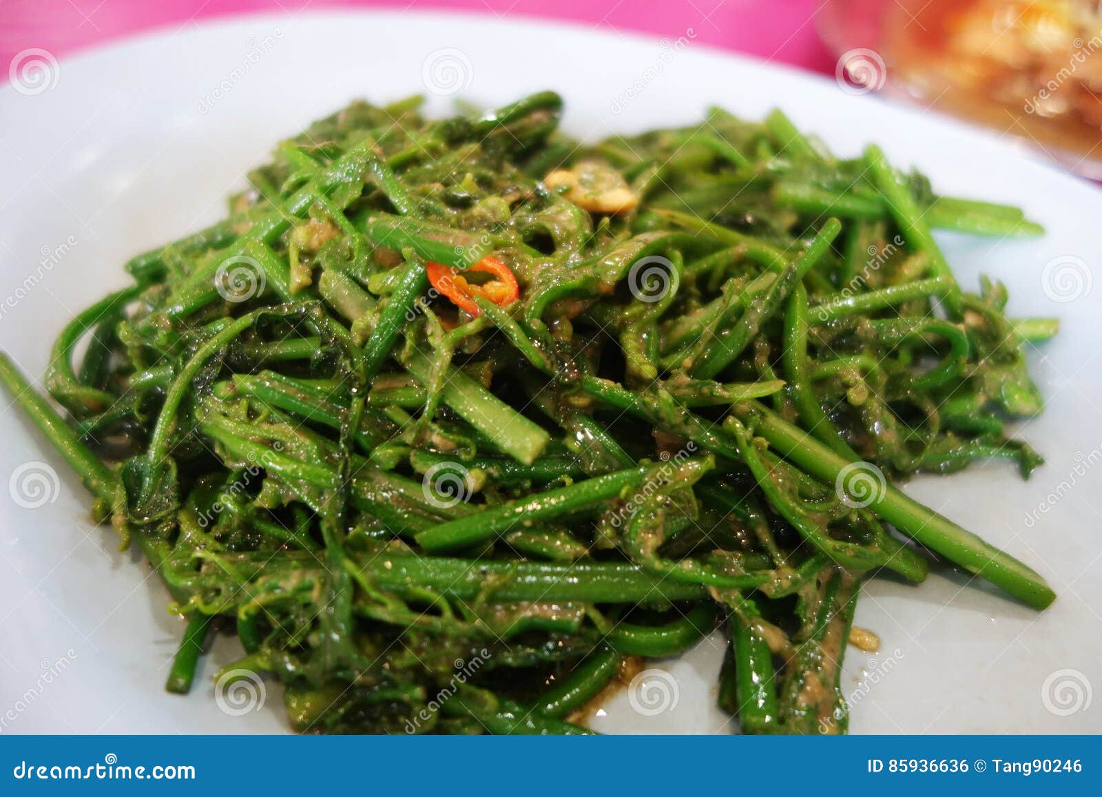 Stir Fried Vegetable Fern Spikes Stock Photo - Image of plant, dish ...