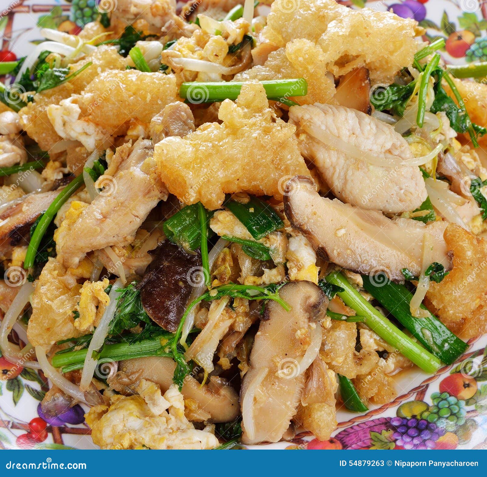 Stir Fry Fish Maw with Egg and Vegetable Stock Image - Image of asia ...