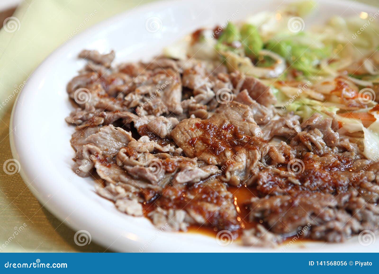 Stir Fry Pork, Japanese Style Stock Photo - Image of dinner, green ...