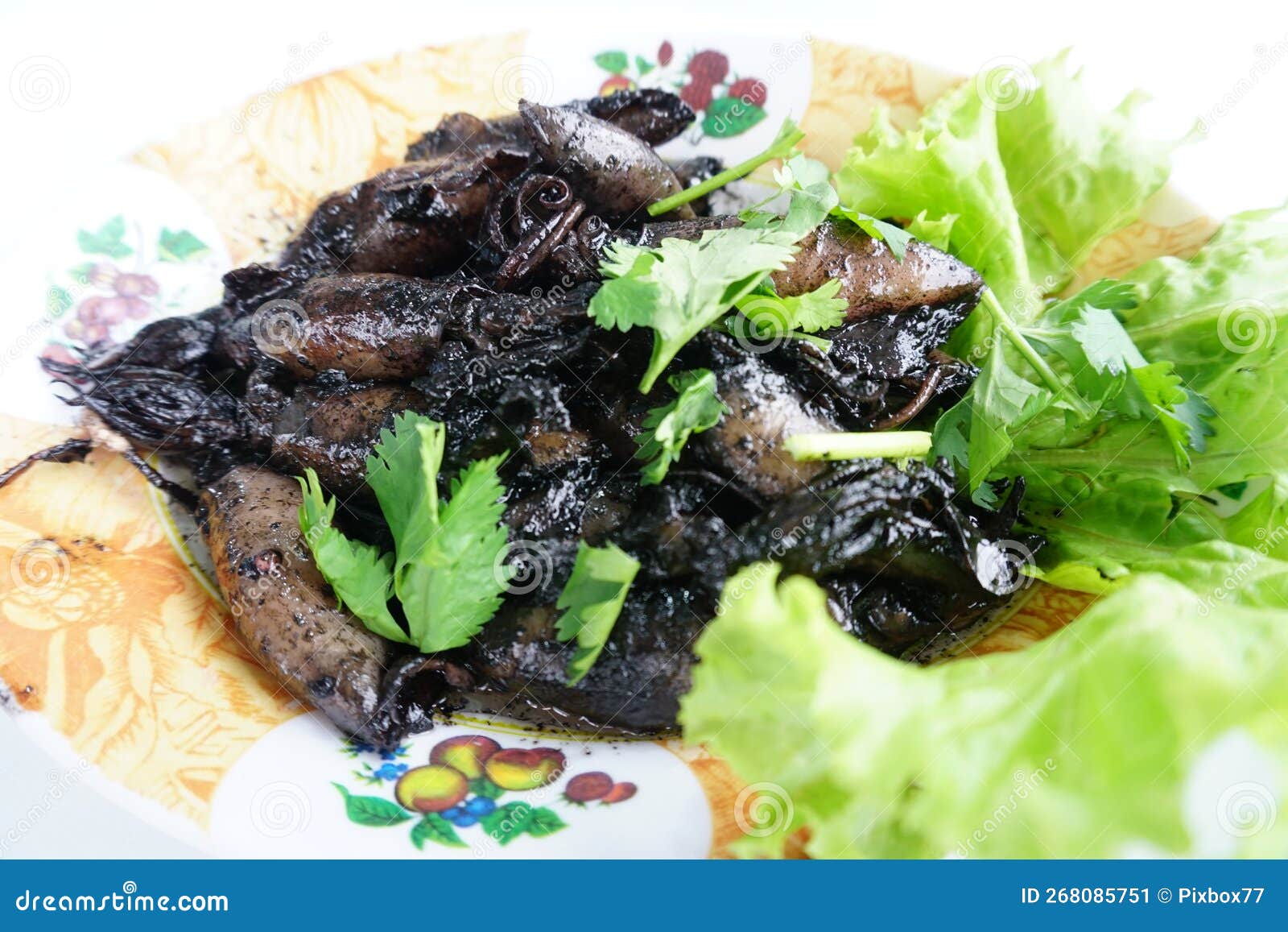 Stir Fry Squid with Black Ink, Thai Seafood Menu Stock Image - Image of ...