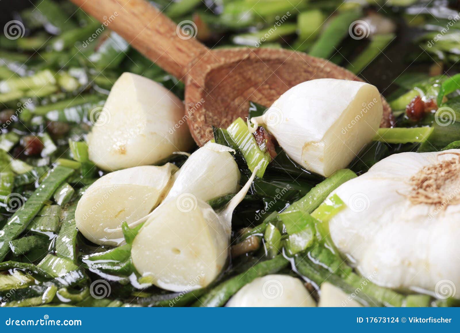 Stir Frying Spring Onion and Garlic Stock Photo - Image of fresh, stir ...