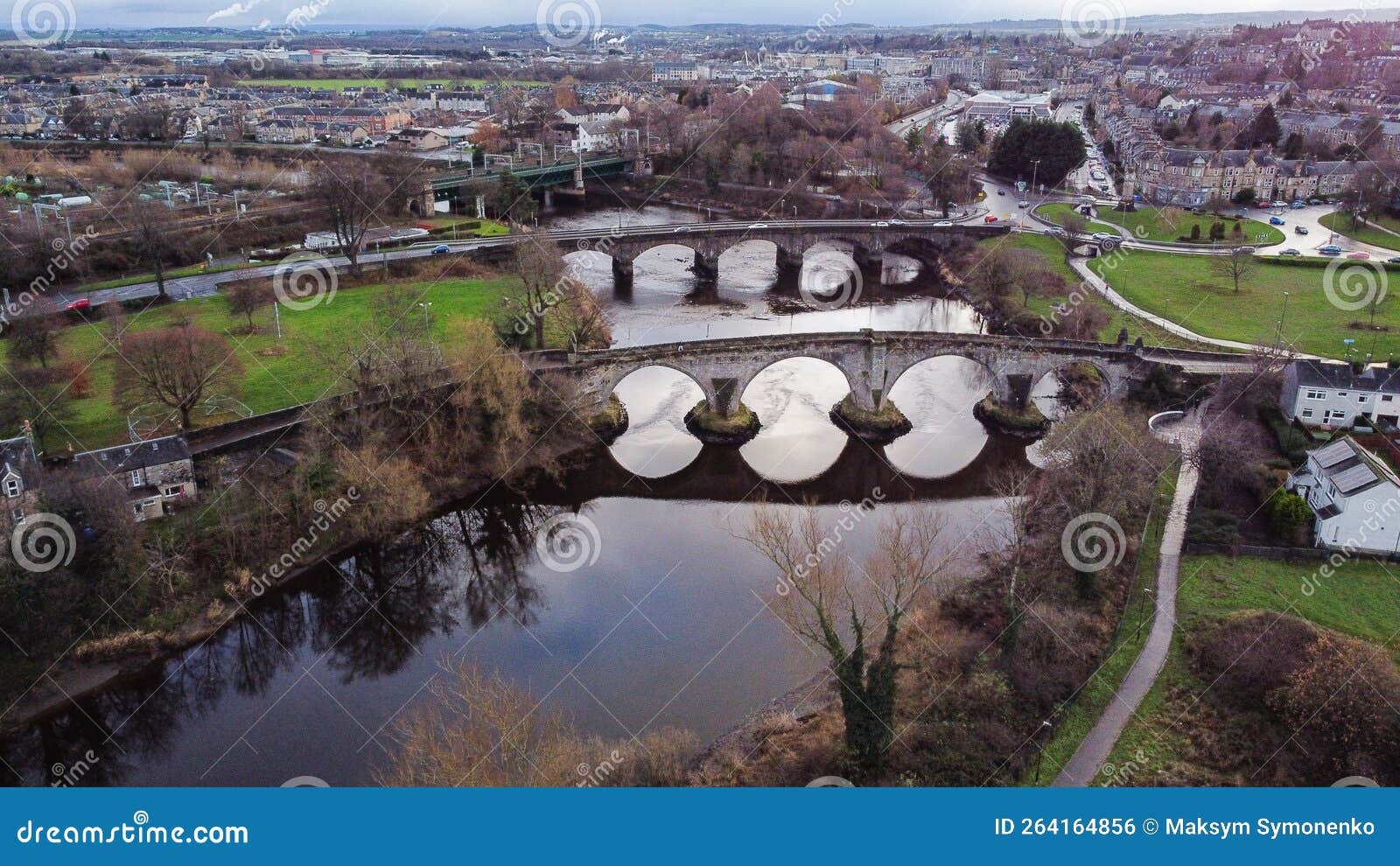 Old Stirling Bridge Aerial View, Stirling, Scotland Stock Photo - Image ...