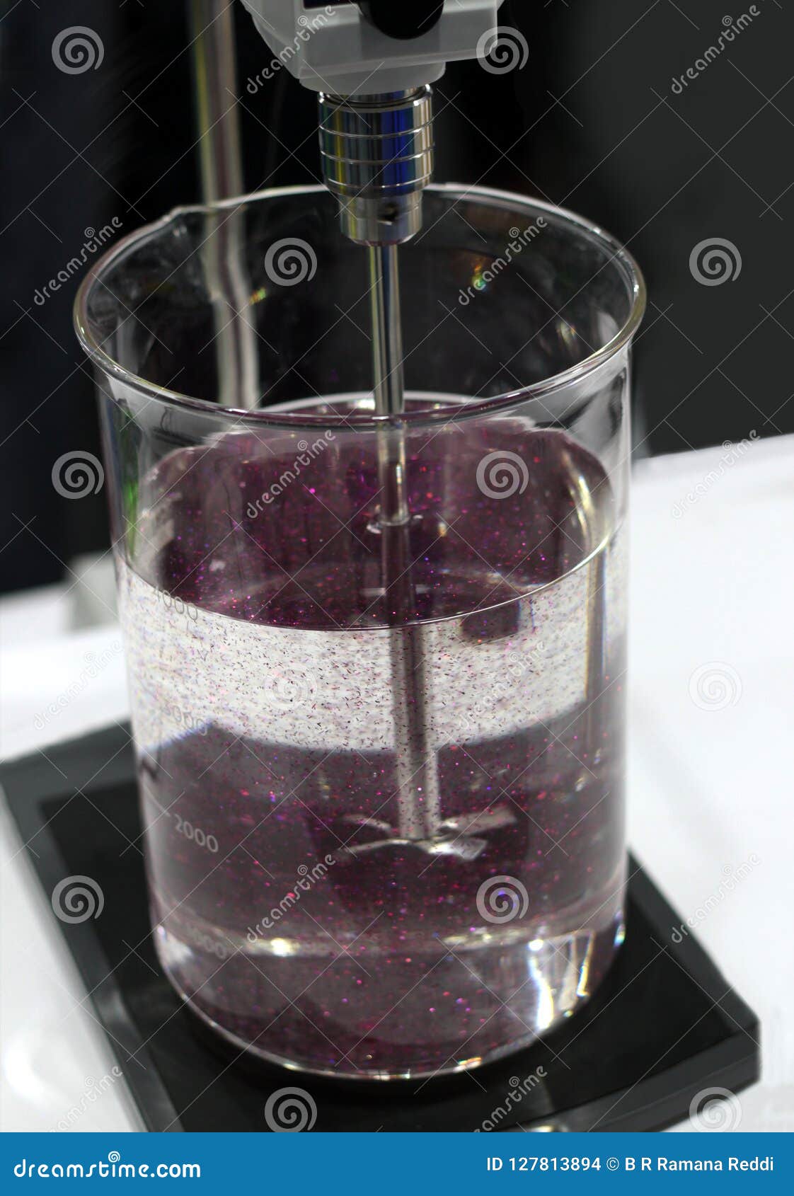 Stirrer in a Glass Flask with Solution for Analysis of Sample in ...