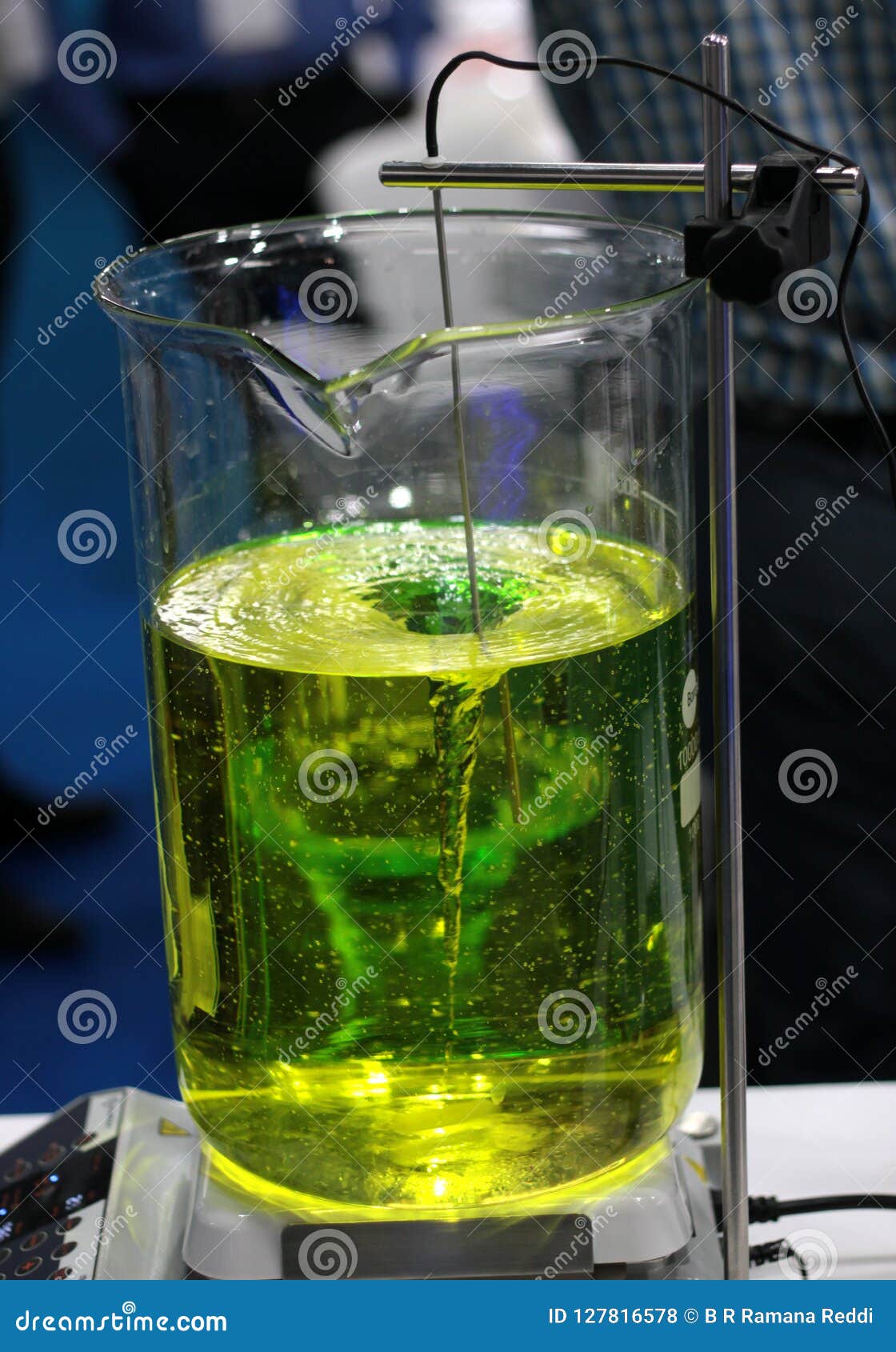 Stirrer in a Glass Flask with Solution for Analysis of Sample in ...