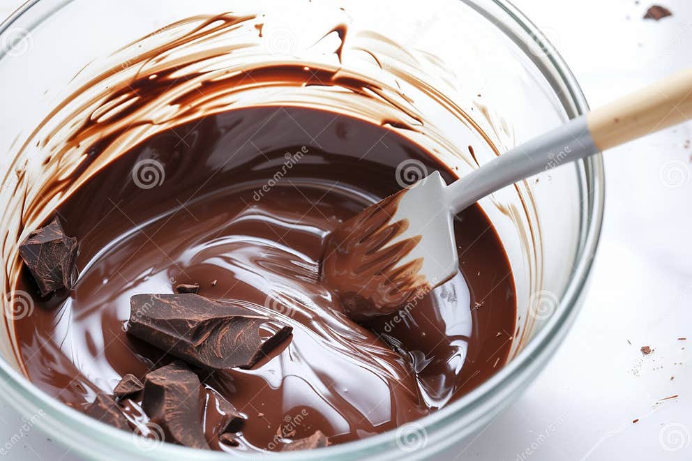Stirring a Bowl of Melted Chocolate with a Spatula Stock Image - Image ...