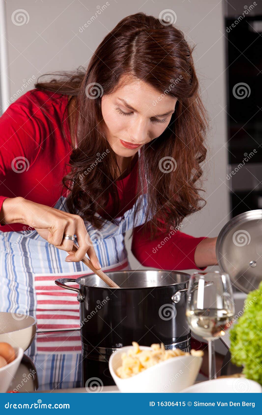 Stirring in the pan stock image. Image of looking, cheerful - 16306415