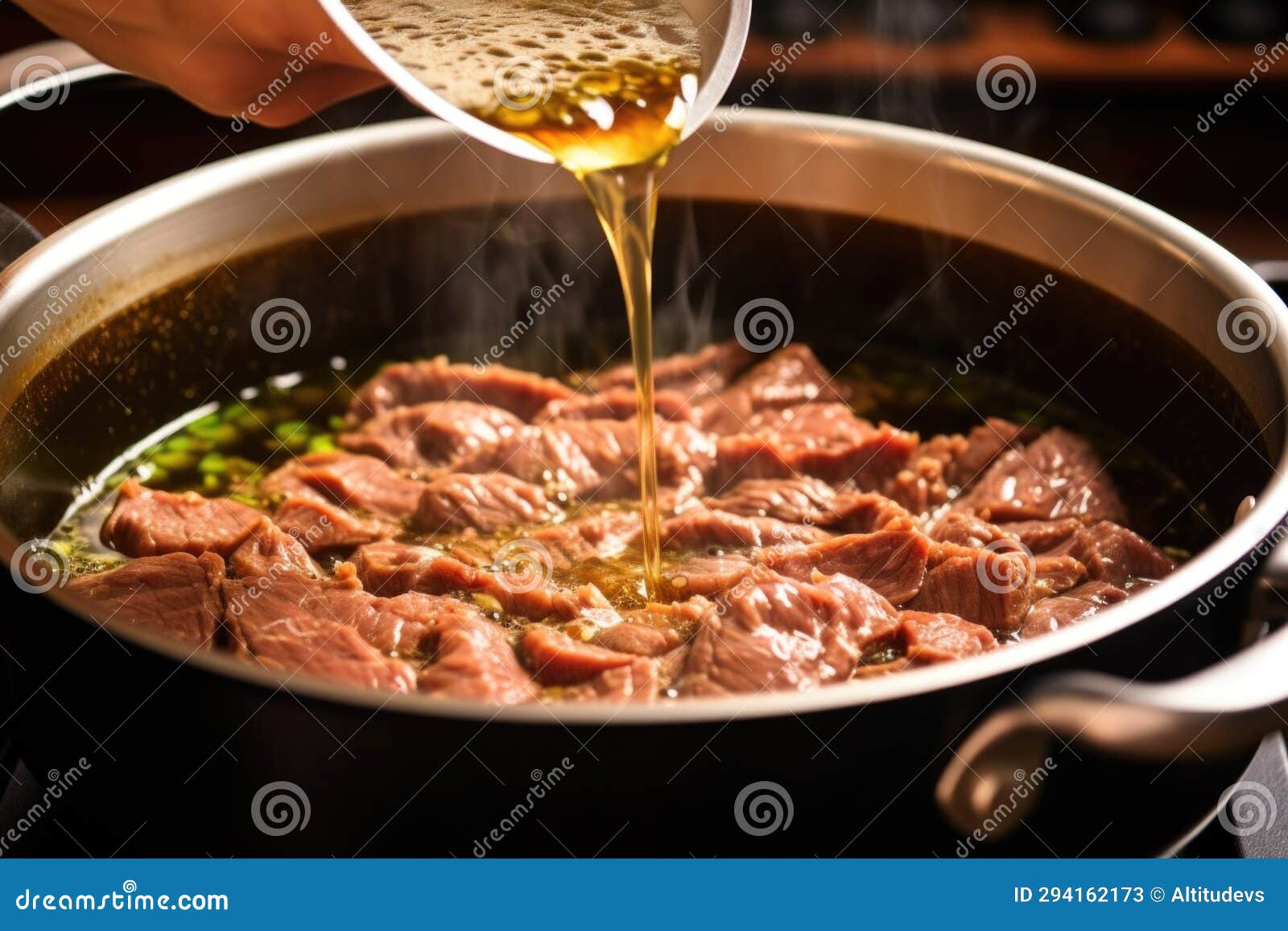 Stirring Sliced Beef in Teriyaki Marinade Stock Illustration ...