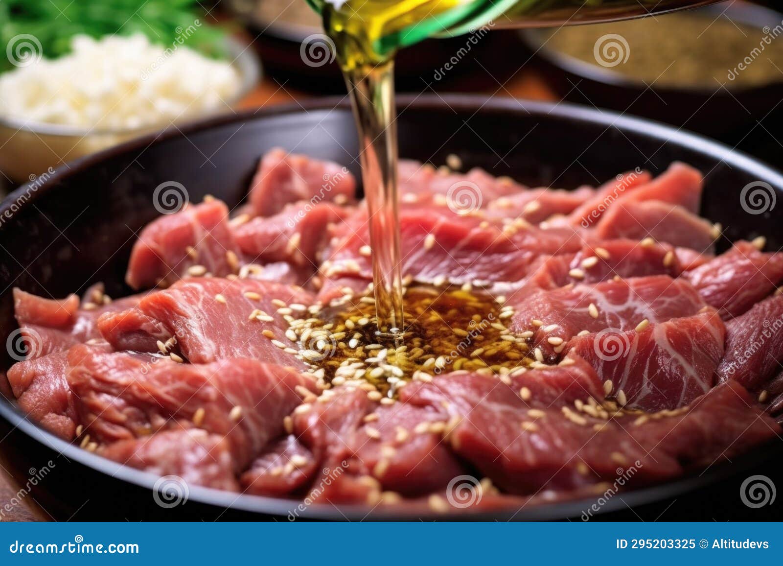 Stirring Sliced Beef in Teriyaki Marinade Stock Illustration ...